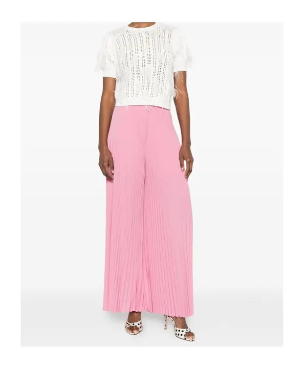 TWINSET Pleated Flared Wide-leg Pants - Pink