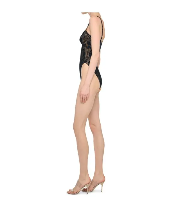 Norma Kamali Spaghetti Strap Lace Bodysuit