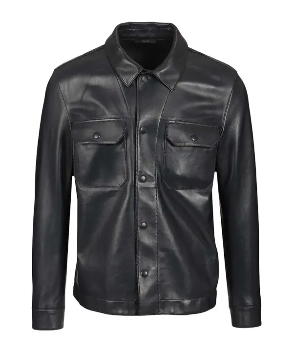 TOM FORD Long-sleeved Leather Shirt Jacket - Black