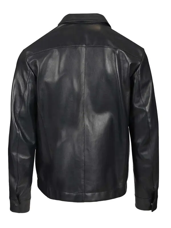 TOM FORD Long-sleeved Leather Shirt Jacket - Black