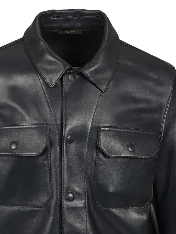 TOM FORD Long-sleeved Leather Shirt Jacket - Black