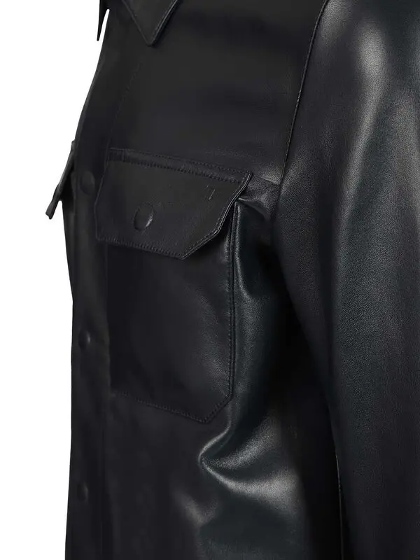 TOM FORD Long-sleeved Leather Shirt Jacket - Black