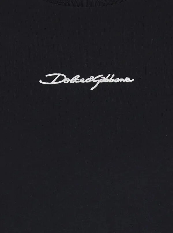 Dolce & Gabbana Dolce Gabbana Logo Embroidered Crewneck T-shirt - Black
