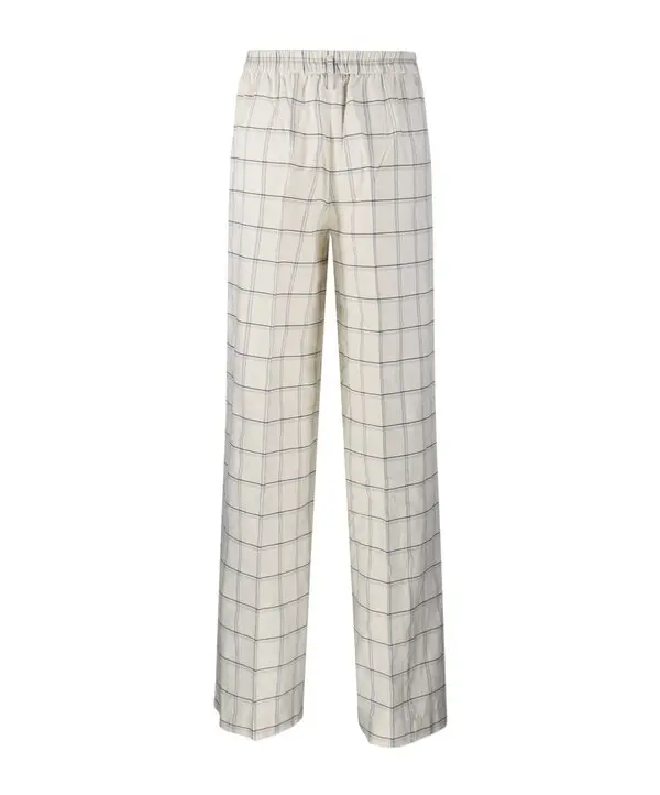 FORTE_FORTE Checked Trousers - White