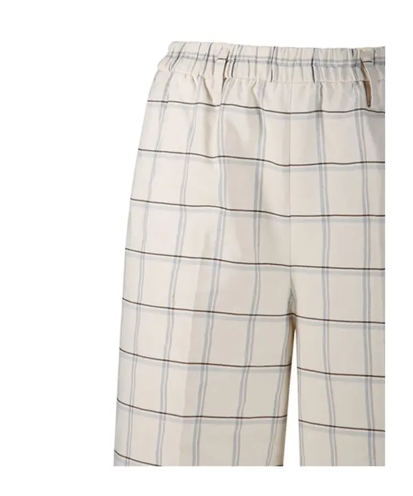 FORTE_FORTE Checked Trousers - White