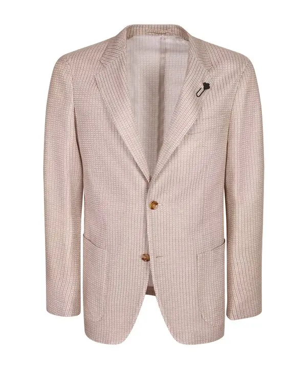 LARDINI Textured Stripe Two-button Blazer - Beige