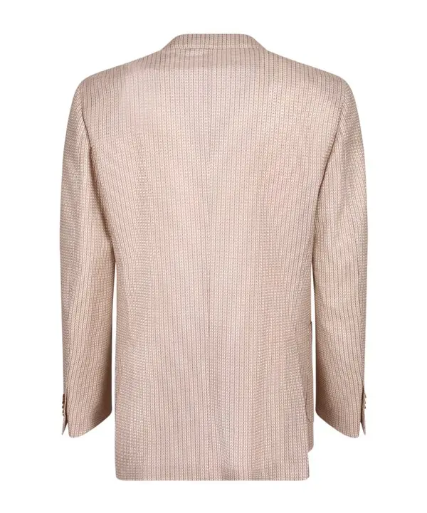 LARDINI Textured Stripe Two-button Blazer - Beige