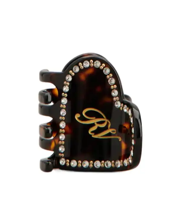 ROGER VIVIER Heart Shaped Crystal Embellished Claw Clip - Brown