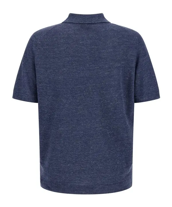 Brunello Cucinelli Short Sleeved Knitted Polo Shirt - Blue