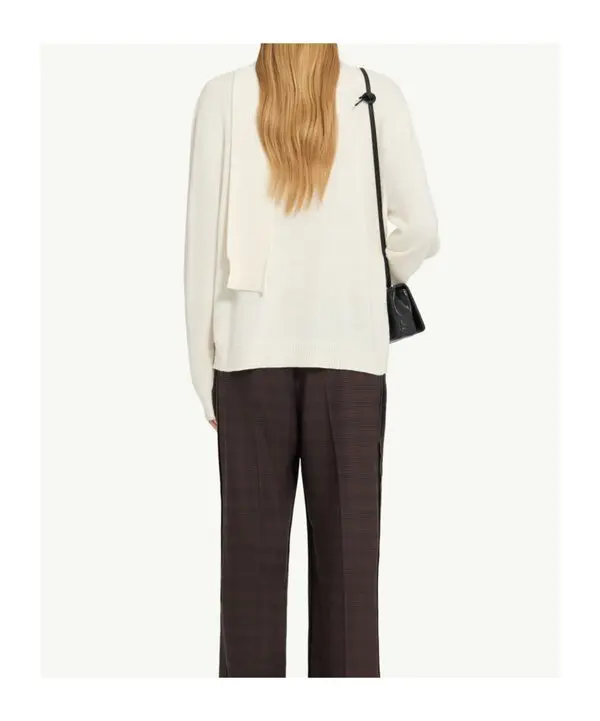 MAISON MARGIELA Knitted Cardigan With Integrated Scarf Detail - White