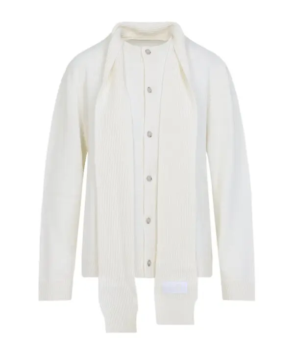 MAISON MARGIELA Knitted Cardigan With Integrated Scarf Detail