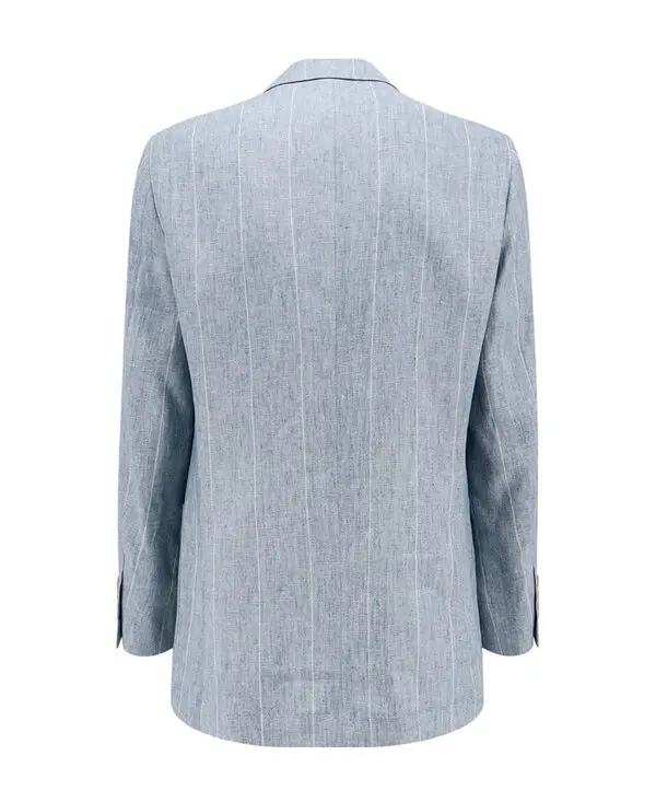 Brunello Cucinelli Double-breasted Striped Tailored Suit - Gray