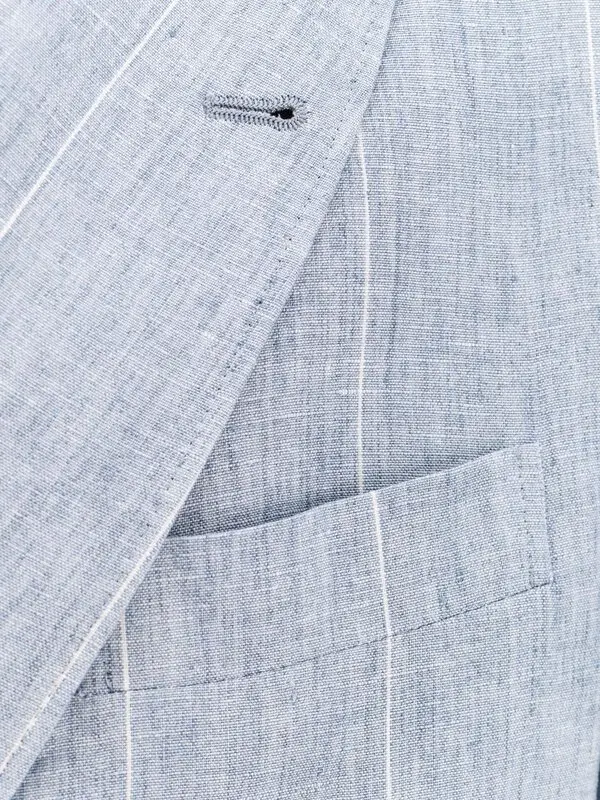 Brunello Cucinelli Double-breasted Striped Tailored Suit - Gray