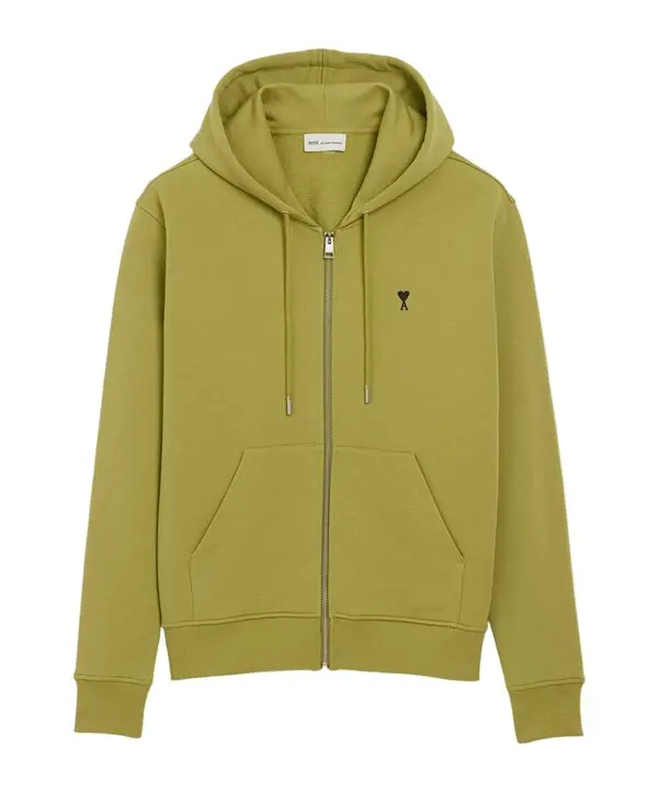 AMI Paris Full Zip Hooded Sweatshirt With Logo