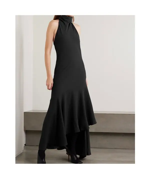 Alaïa High-neck Ribbed Wool Maxi Dress