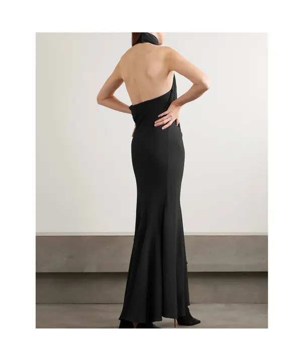 Alaïa High-neck Ribbed Wool Maxi Dress