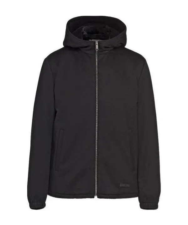 Prada Cashmere Blouson Jacket With Hood - Black