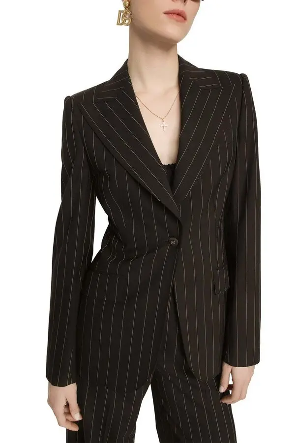 Dolce & Gabbana Single-breasted Striped Tailored Blazer - Black
