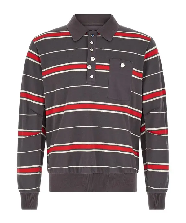 Undercover Striped Long-sleeve Polo Shirt - Black