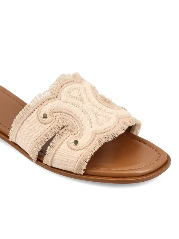 Celine Marina Mule In Canvas - Nude