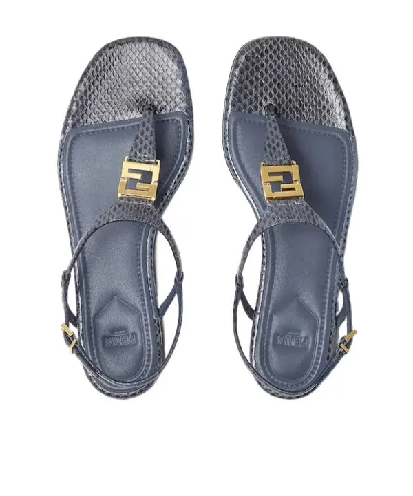 Fendi Ayers Square Toe Thong Sandals - Blue