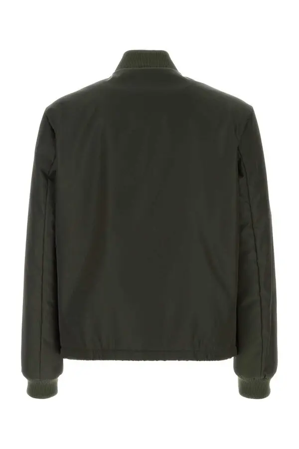 Prada Re-nylon Bomber Jacket With Ribbed Details And Iconic Logo