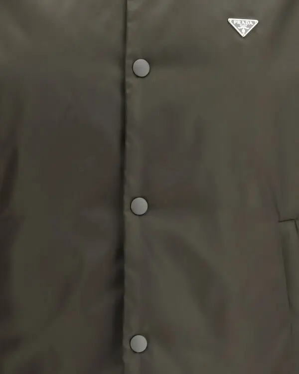 Prada Re-nylon Bomber Jacket With Ribbed Details And Iconic Logo