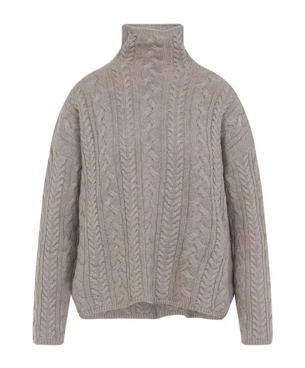 Max Mara Cable-knit Turtleneck Sweater - Gray