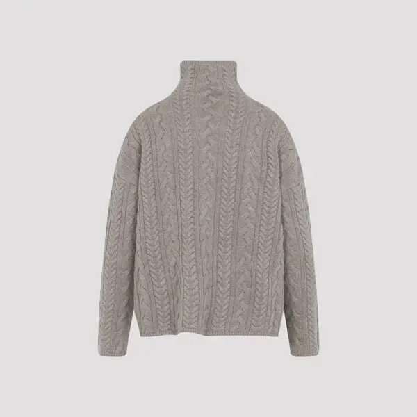 Max Mara Cable-knit Turtleneck Sweater - Gray