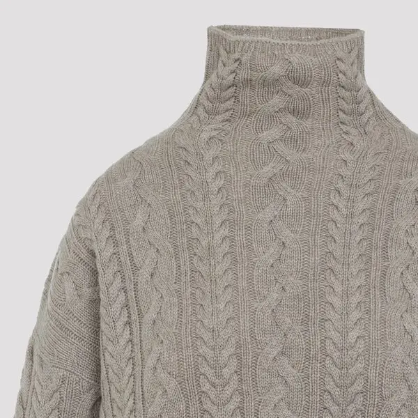 Max Mara Cable-knit Turtleneck Sweater - Gray