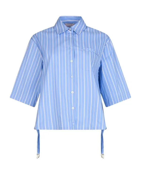 Liu Jo Striped Short-sleeved Shirt With Drawstring Hem - Stripes