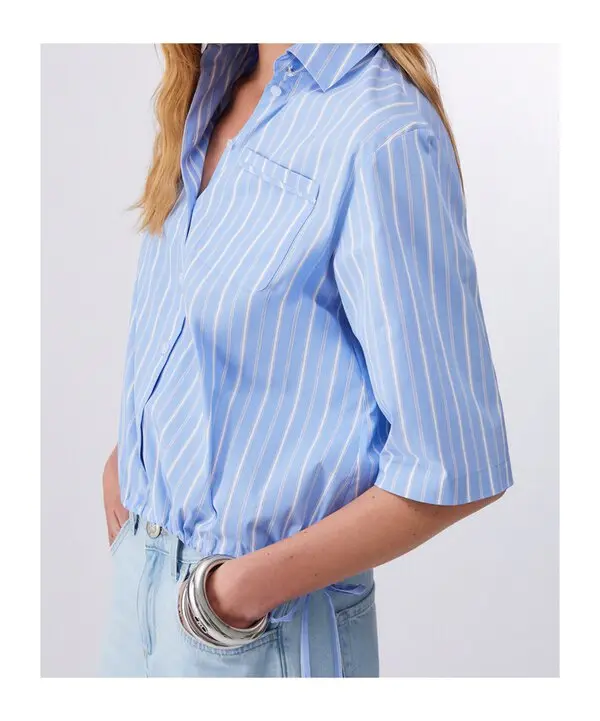 Liu Jo Striped Short-sleeved Shirt With Drawstring Hem