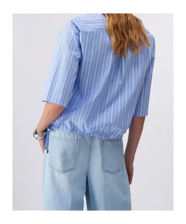 Liu Jo Striped Short-sleeved Shirt With Drawstring Hem
