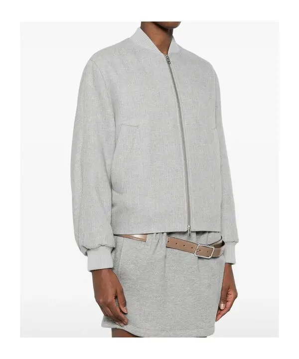 Closed Zip-up Bomber Jacket - Gray