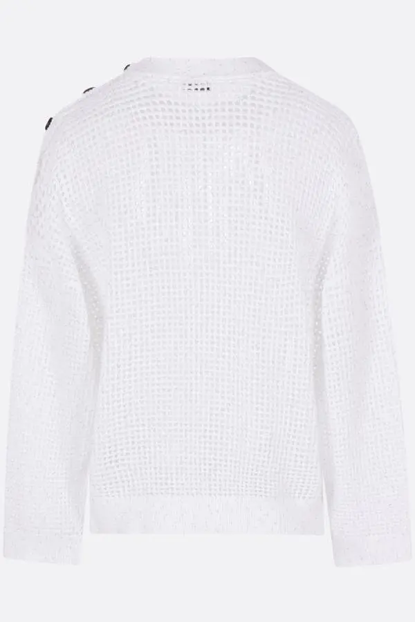 Brunello Cucinelli Mesh Ribbed Jumper With Button Detailing - Ivory