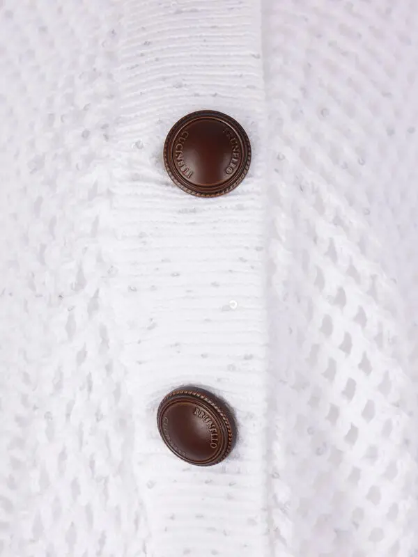Brunello Cucinelli Mesh Ribbed Jumper With Button Detailing