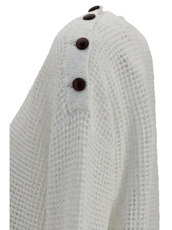 Brunello Cucinelli Mesh Ribbed Jumper With Button Detailing