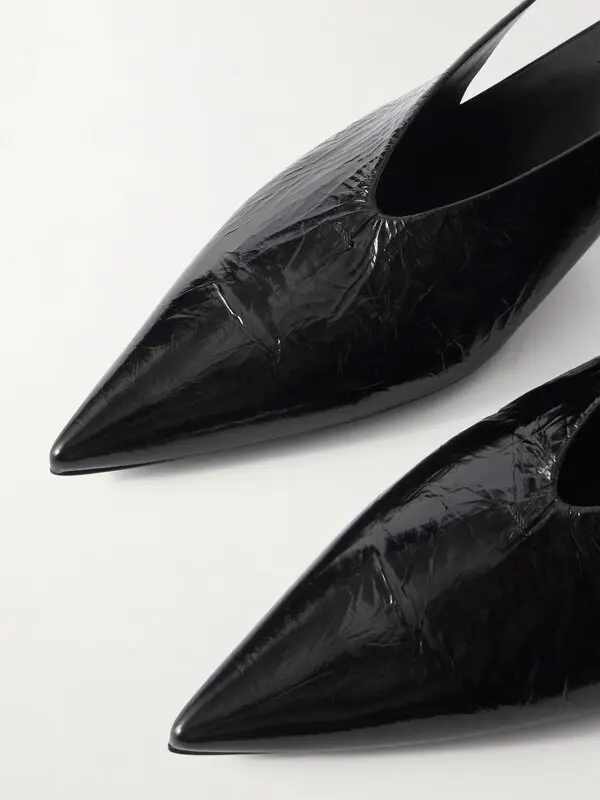 JIL SANDER Pleated Patent Leather Slingback Sandals