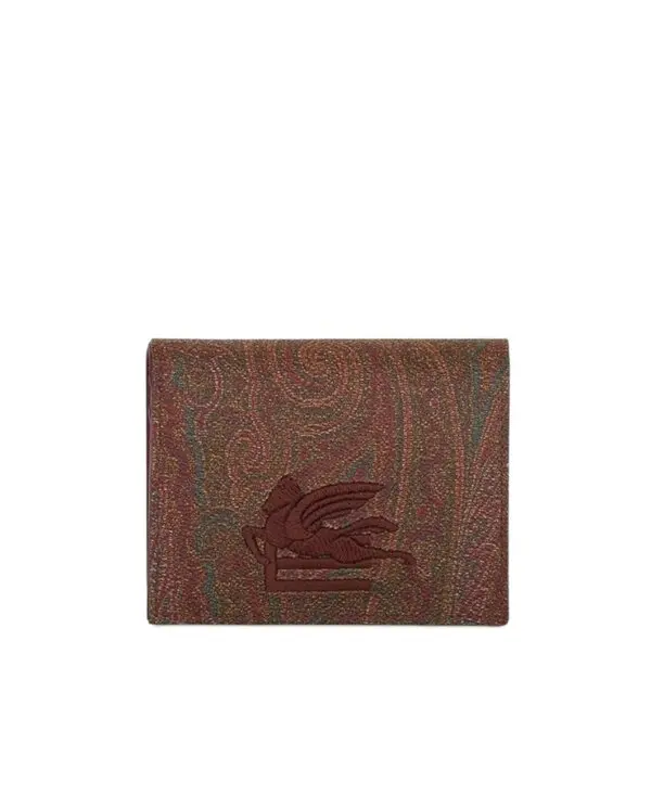 Etro Paisley Print Logo Embroidered Bi-fold Cardholder - Red