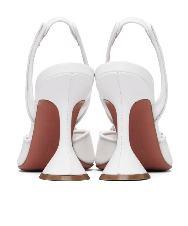 Amina Muaddi Begum Pointed-toe Slingback Sandals With Crystal Embellishment - White
