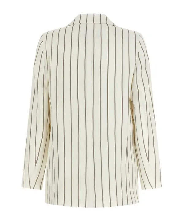 Peserico Single Breasted Pinstripe Twill Blazer - White
