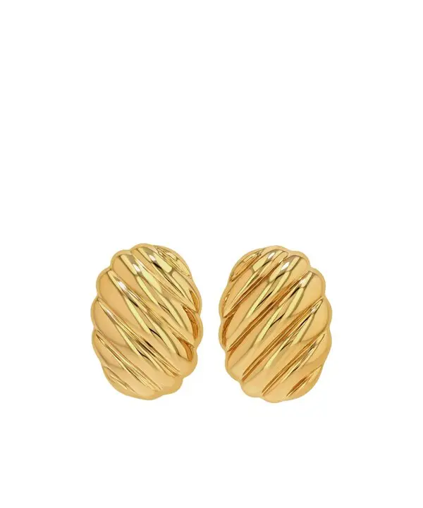 ANINE BING Ribbed Oval Earrings - Yellow