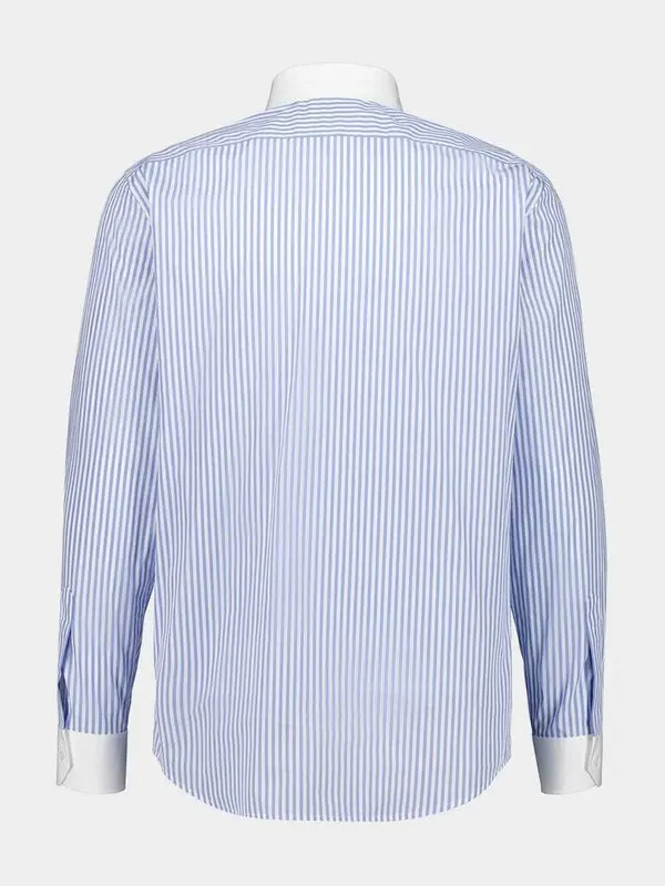 Celine Classic Shirt In Striped Cotton Poplin - Transparent Blue