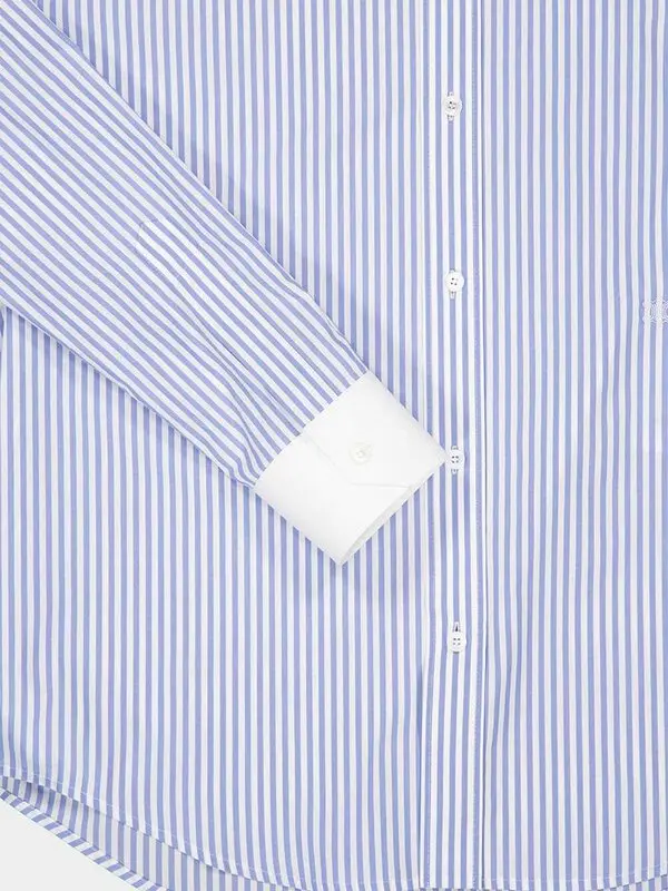 Celine Classic Shirt In Striped Cotton Poplin - Transparent Blue