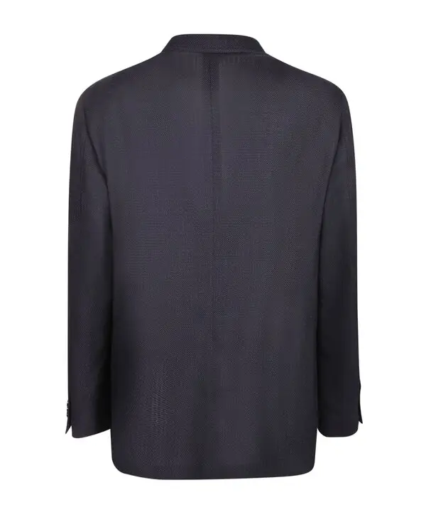 LARDINI Textured Slim-lapel Blazer - Blue