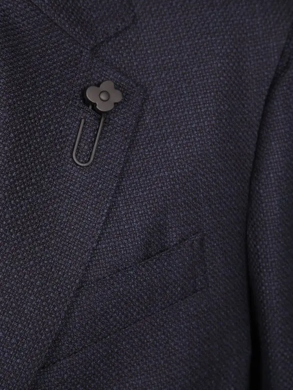 LARDINI Textured Slim-lapel Blazer - Blue