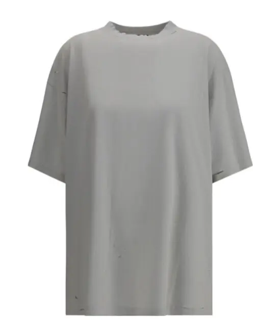 Balenciaga Distressed Graffiti Logo Cotton T-shirt - Gray
