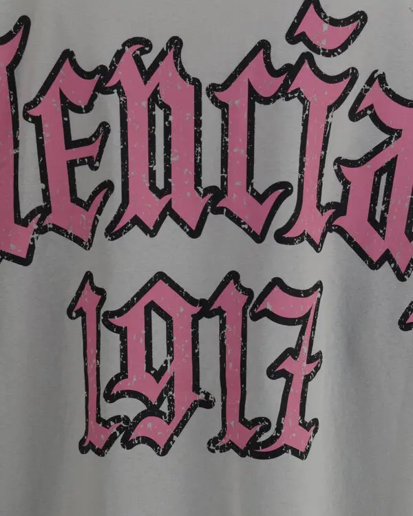 Balenciaga Distressed Graffiti Logo Cotton T-shirt - Gray