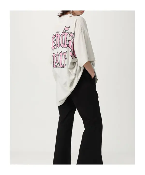 Balenciaga Distressed Graffiti Logo Cotton T-shirt - Gray