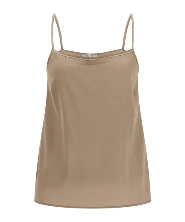 Peserico Embellished Strap Top - Brown